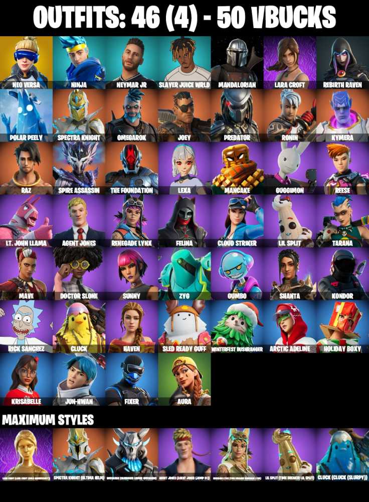 PC/PSN/XBOX/NINTENDO 46 SKINS NEO VERSA LARA CROFT NEYMAR JR AURA POLAR ...