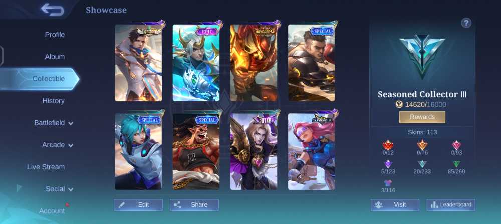 ML741/Lvl 69/ALL EMBLEM MAX/102 HEROES/113 SKIN/RAFAELA SABER/YSS EPIC ...