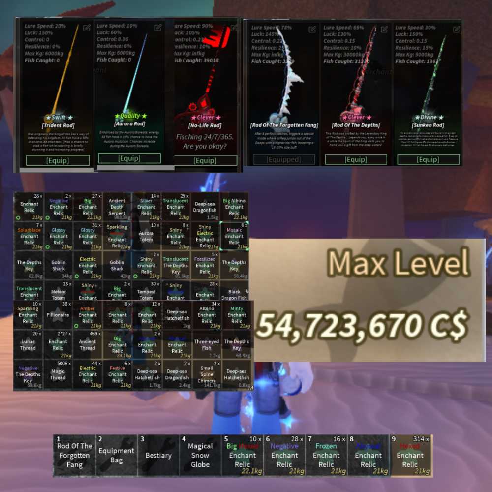 ID 166 Fisch: Level 750 Max- 54m C$ - Rod of the Forgotten Fang, No ...