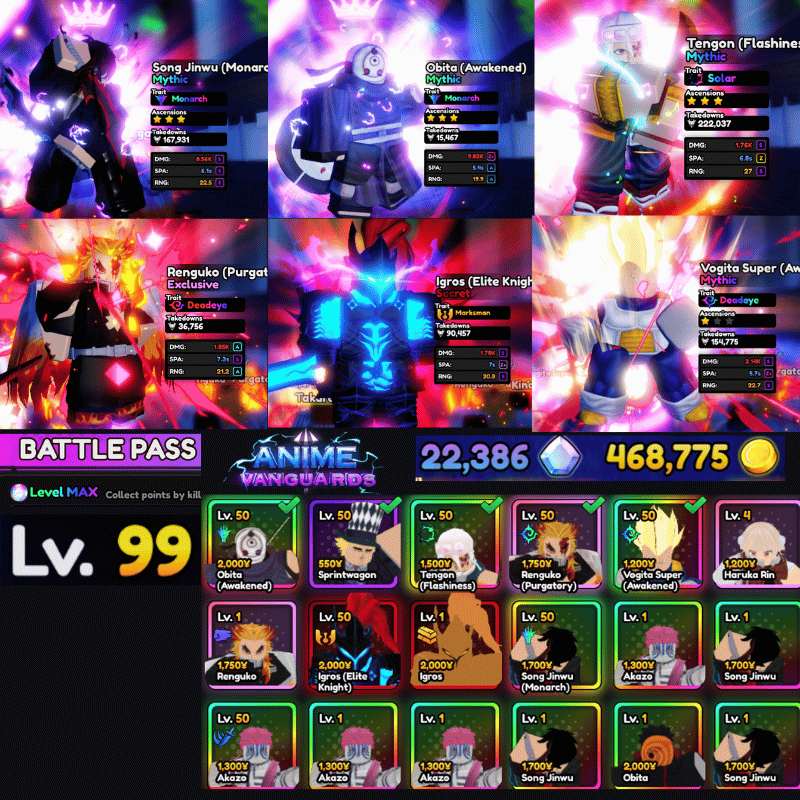 ID471 2 Monarch: Song Jinwu Monarch⭐⭐⭐,Obita Monarch⭐⭐⭐,Tengon Solar⭐⭐⭐ ...