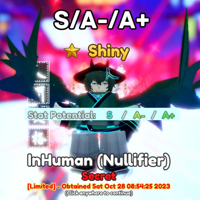 A68Shiny InHuman Evo - S/A-/A+ - Anime Adventures - Instant Delivery