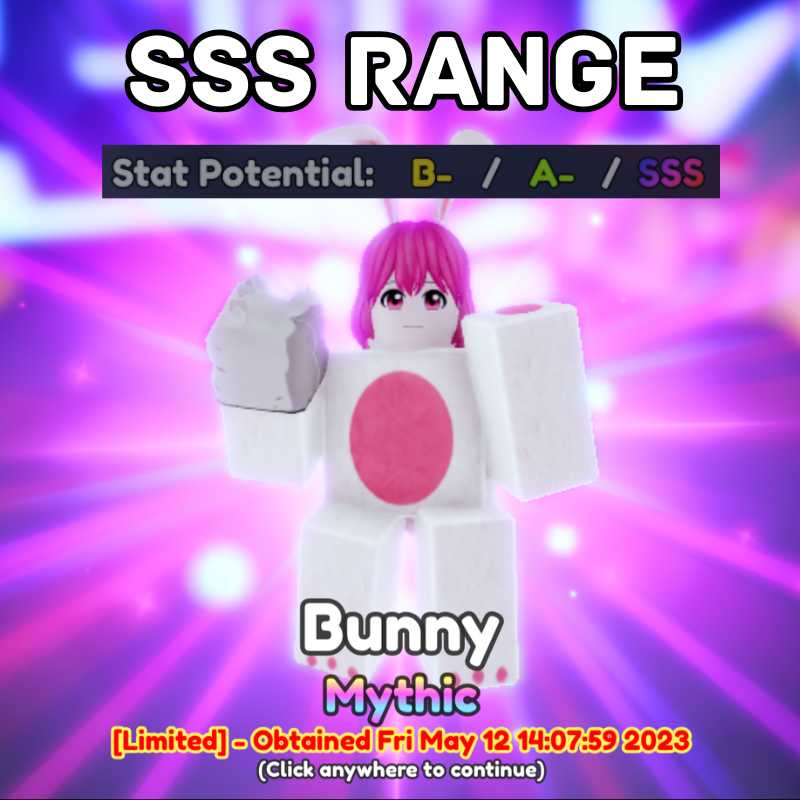 A178Bunny Stat SSS Range - Anime Adventures - Instant Delivery