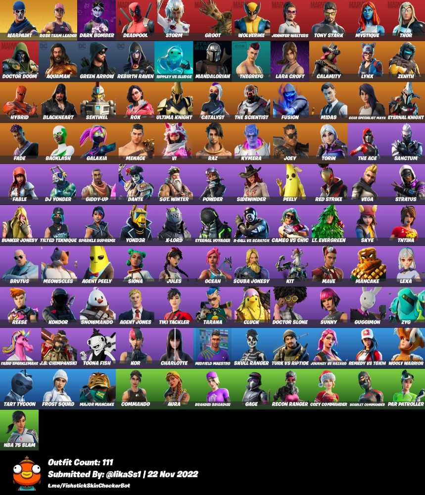 100 Skins Galaxia Knight Calamity Warpaint Rose Team Leader Dark Bomber ...