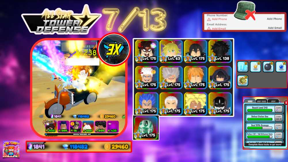 ⭐x13 7 STAR ⭐ASTD⭐LV.238Game Pass X3 Stardust:1841More details are in ...