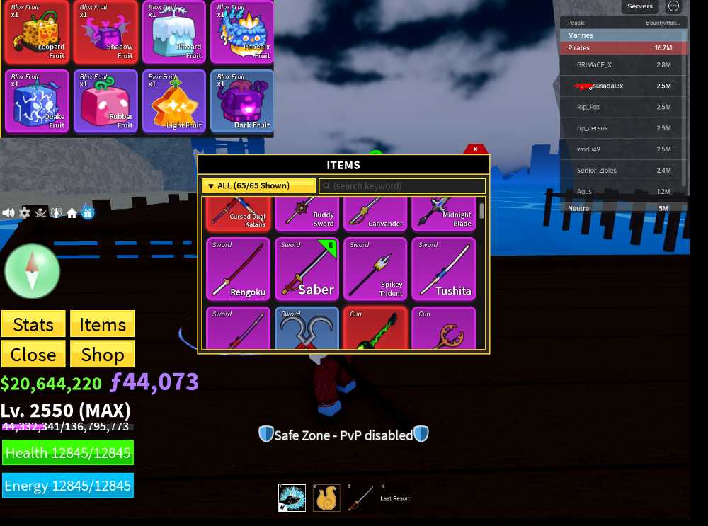 Blox Fruits / Leopard-Shadow Inventory / CDK-SG / 20m Beli / 44k ...