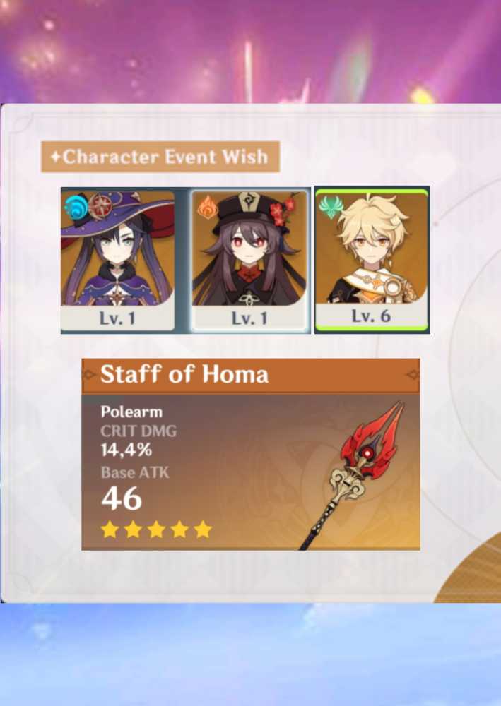 (ASIA) Hutao Sign(Staff of Homa) + Mona | AR10 | Starter MC Male | Hu ...