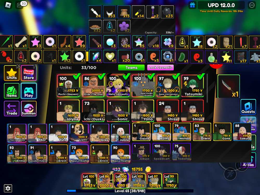 Anime Adventures High End Account | Puchi (Heaven) UNIQUE | 2 Secret 20 ...