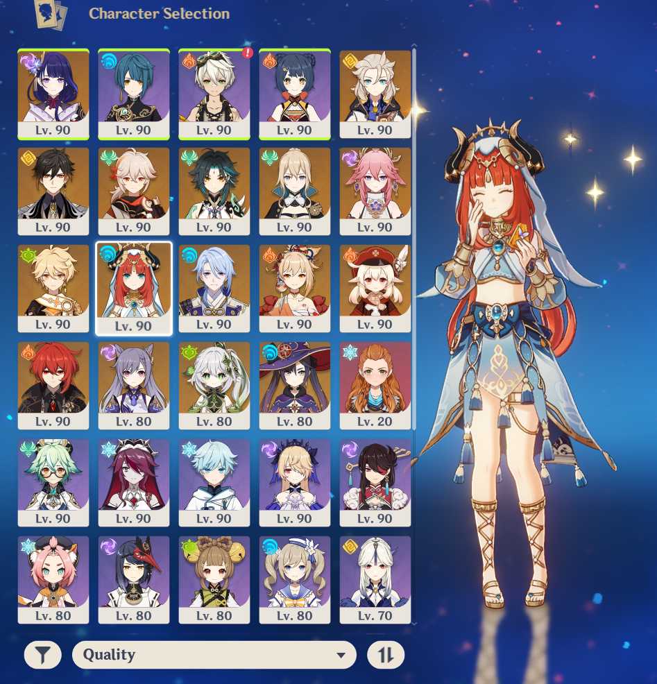 [Asia] [Ar 60] (C2) Raiden, (C1) Zhongli, Nahida, Nilou, Kazuha , Ayato ...