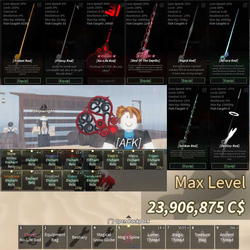 SALEID395Fisch: Level 750 Max 23M9 C$ - Relic - No-Life Rod , Rod of ...