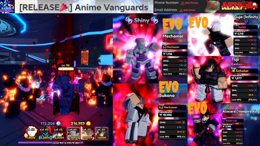 AV109Anime Vanguards Lv.92⭐️Throne sitting position ⭐️Shiny Mechamar A ...