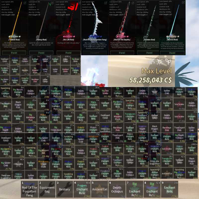 Fisch | Level 750 Max- 58m C$ | Rod of the Forgotten Fang, No-Life Rod ...
