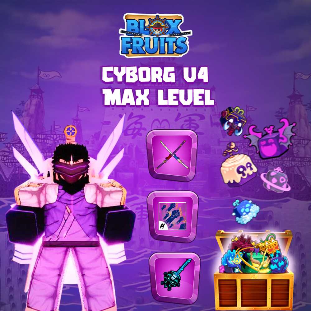Blox Fruit 2600 Max Level Cyborg V4 Full gear GHM CDK Skull Guitar 2.5M ...