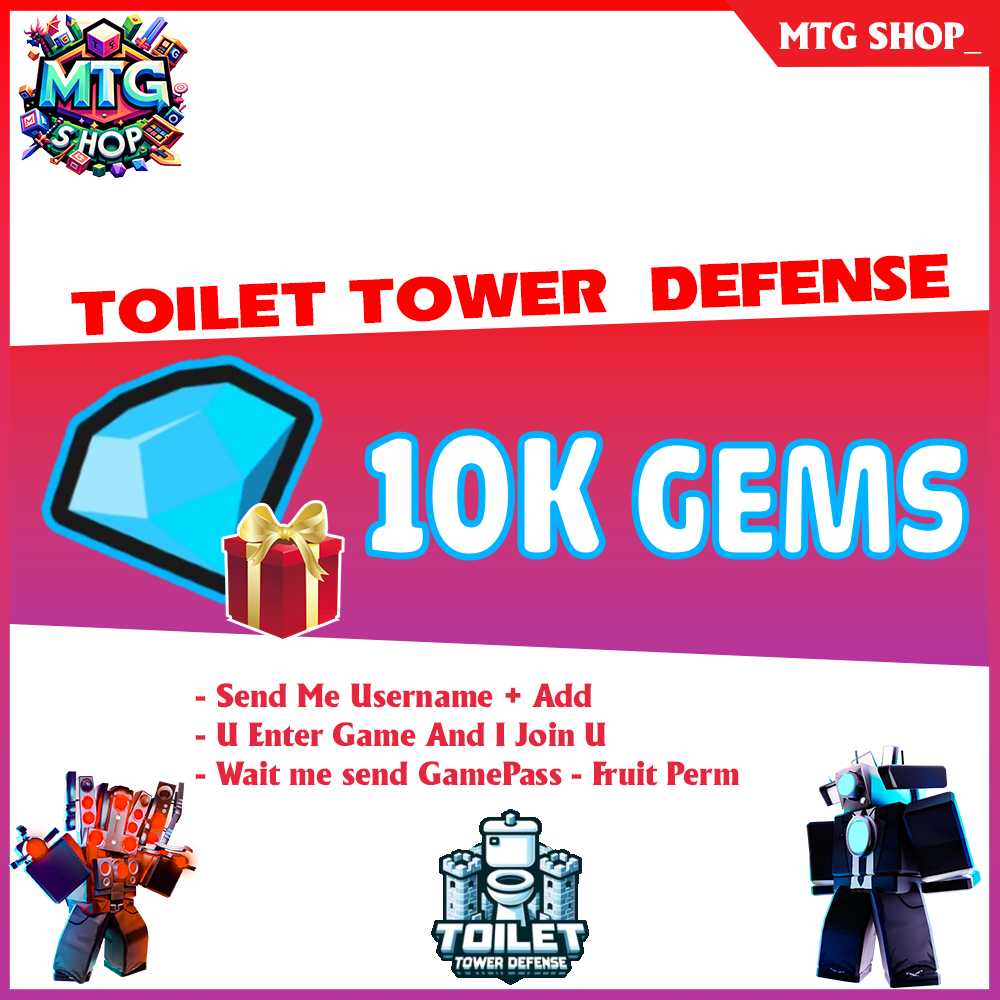 [ TTD ] - 10K Gem Toilet Tower Defense | Fast Delivery