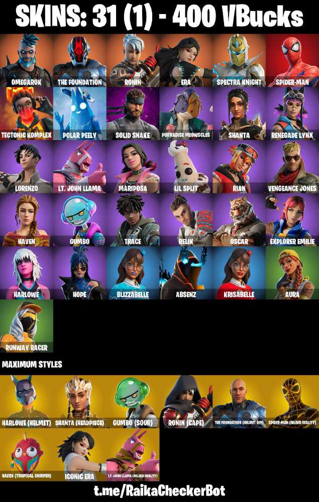 ⭐31 SKINS⭐9 MAX STYLES⭐Spider-Man Gilded Reality⭐Iconic Era ⭐Sour Gumbo ...