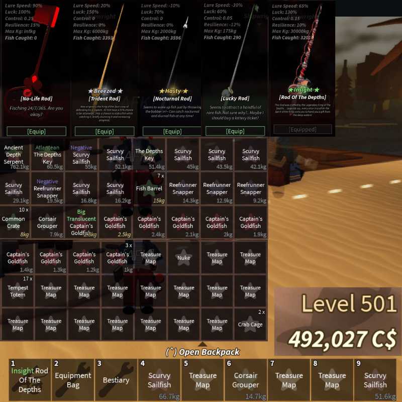 ID74Fisch: Level 500 - No-Life Rod , Rod of the Depths,Trident Rod ...