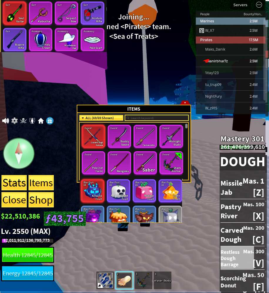 Blox Fruits / Kitsune Inventory / Doughv2-GHM-CDK-SharkAnchor-SG / 22m ...