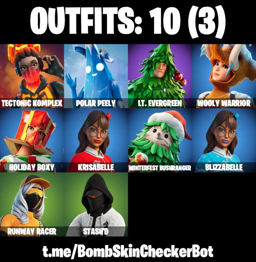 10 SkinsPolar Peely Blizzabelle Krisabelle Holiday Boxy Winterfest ...