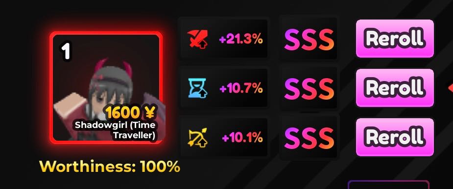 [INSTANT DELIVERY] Shadowgirl / Homura Full SSS Stats - Anime Adventure