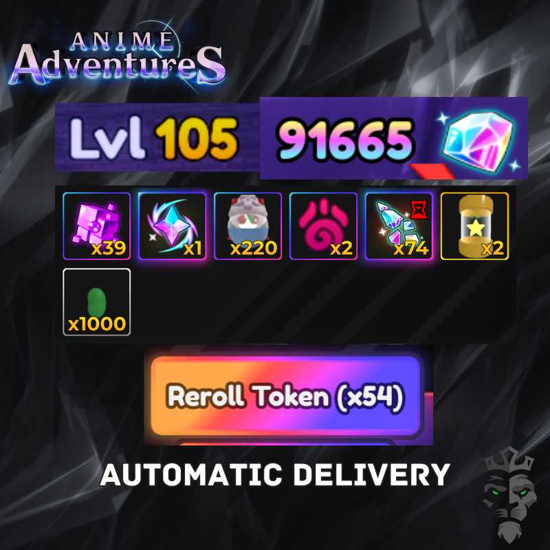AA02 Level 105 - 91k Gems - Trait Reroll - Anime Adventures - Instant ...