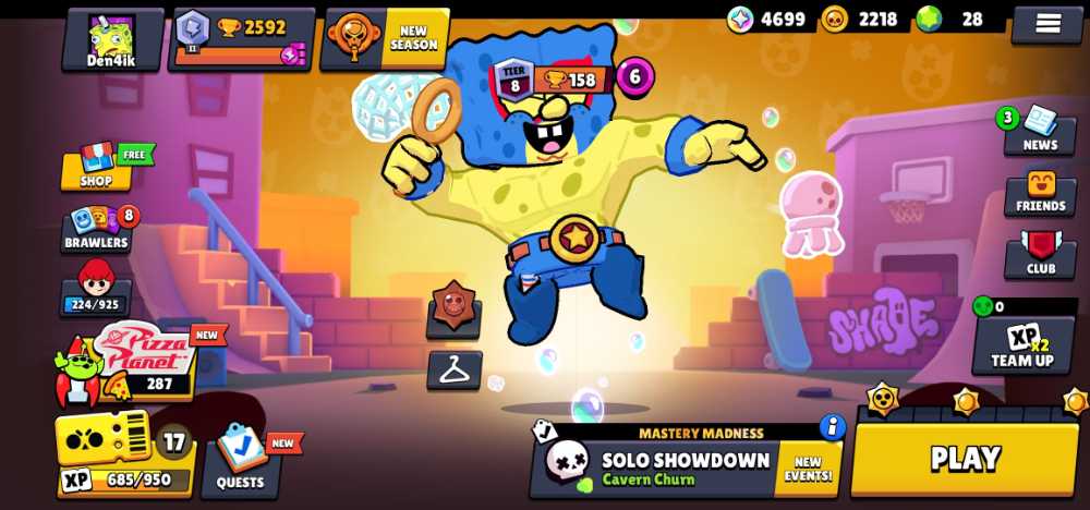 [SPONGEBOB EL PRIMO+DEMON EMZ+41 SKINS / 10 EPIC SKINS] 2092 TROPHY ...