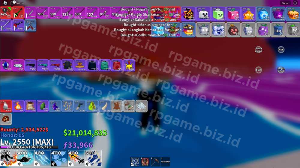 Blox Fruits| Lv2550 | Godhuman + Hallow Scythe + Soul Guitar | Full Skill Mammoth | Full Body ...