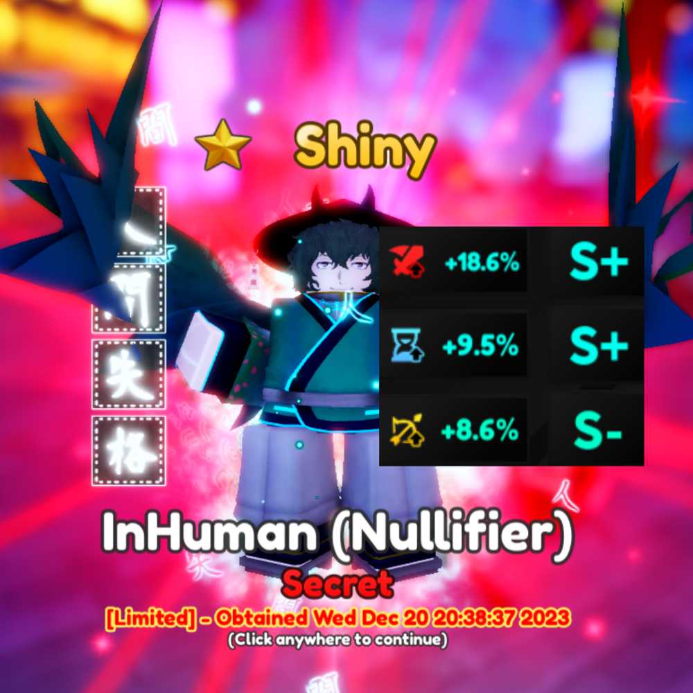 ONLINE=INSTANT DELIVERY SHINY DAZAI (inHuman) : ANIME ADVENTURES