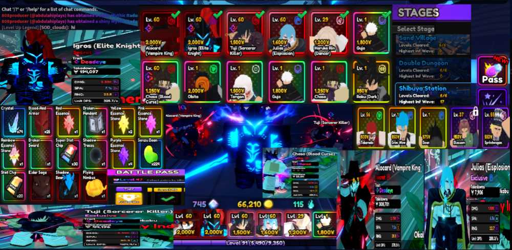 #013 Anime Vanguards Meta Account Lvl 91 Secret Alocard ( Vampire King ...