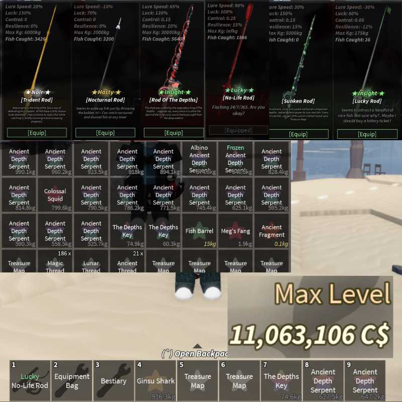 ID104Fisch: Level 750 Max 11M C$ - No-Life Rod , Rod of the Depths ...