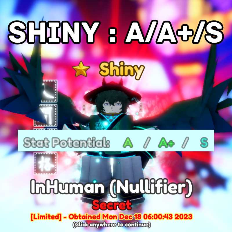 A05Shiny InHuman Evo - A/A+/S - Anime Adventures - Instant Delivery