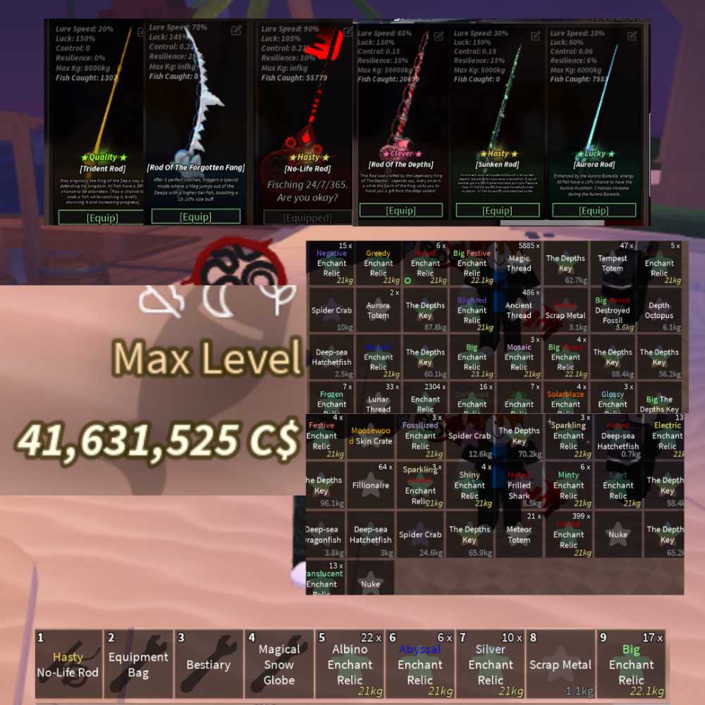 ID 216 Fisch: Level 750 Max- 41m C$ - Rod of the Forgotten Fang, No ...