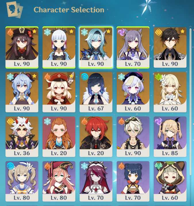 ASIA | Female, Hu tao+Ayaka+Eula+Zhongli+Ganyu, AR 55,18x5