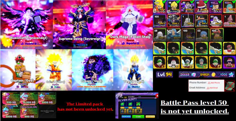 illusionist(Transcended) + Evo Supreme Being(Sovereign) Roblox ID33 ...