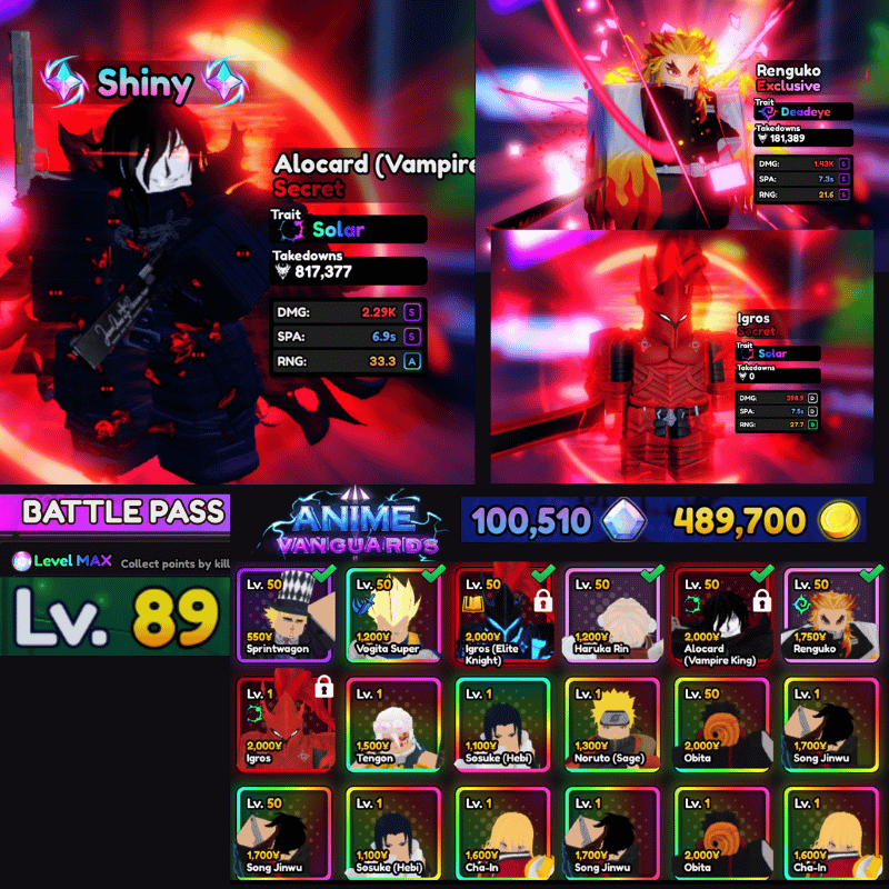 ID529 Shiny Alocard Solar Evo,Renguko Deadeye S/S/S,Igris Solar,100k ...