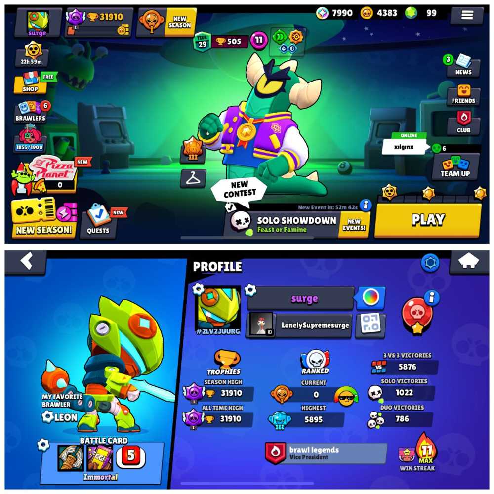 31.9k Trophy Many Brawl Pass Unlocked Skins Rare Leo Skin 15 ...