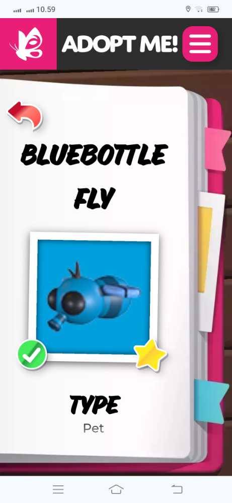 Bluebottle MFR Adopt Me Pet Roblox