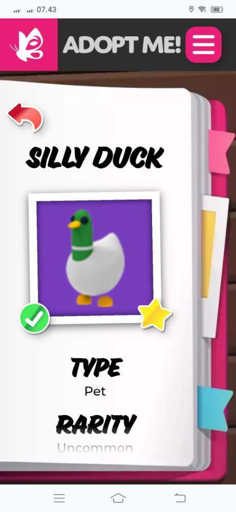 Silly Duck NFR Adopt Me Pet Roblox