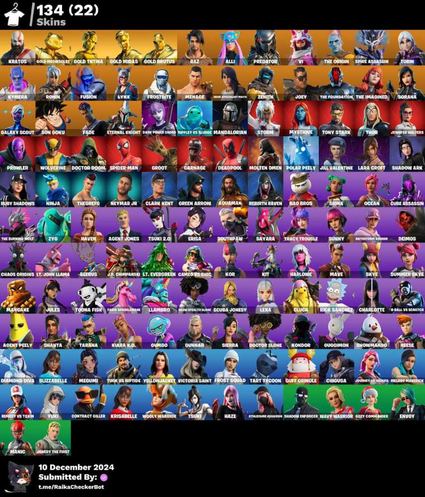 134 SKINS, KRATOS, LEVIATHAN AXE, GOLD - MEOWCLES MIDAS BRUTUS TNTINA ...