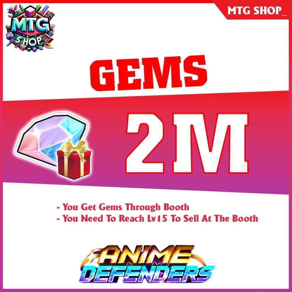 [ Anime Defenders ] - 2M Gems | Fast Delivery