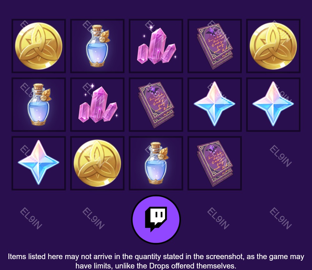 Twitch Drops V5.2 Genshin Impact Drops Genshin Impact [Total 15 Items]