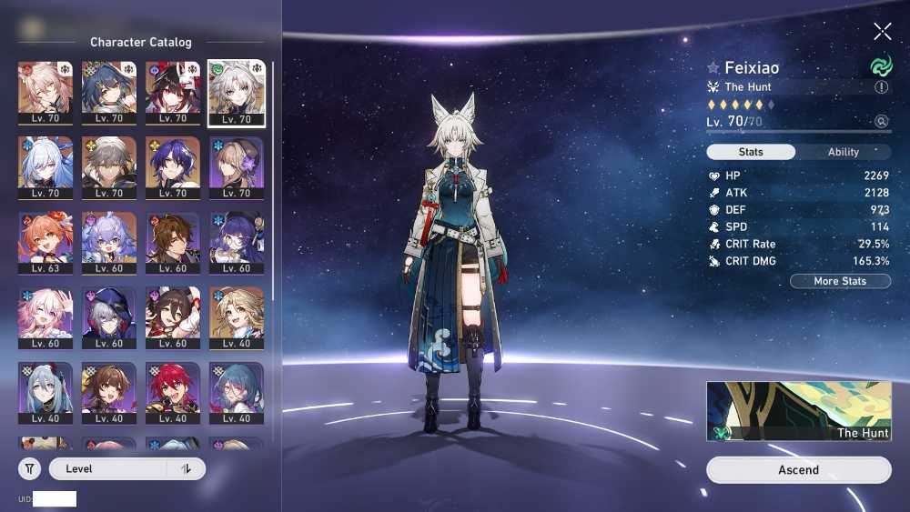 (NA MALE LV60) 5*Feixiao, 5*Sparkle, 5*Yunli, 5*Jiaoqiu, 5*Jingliu, 5 ...