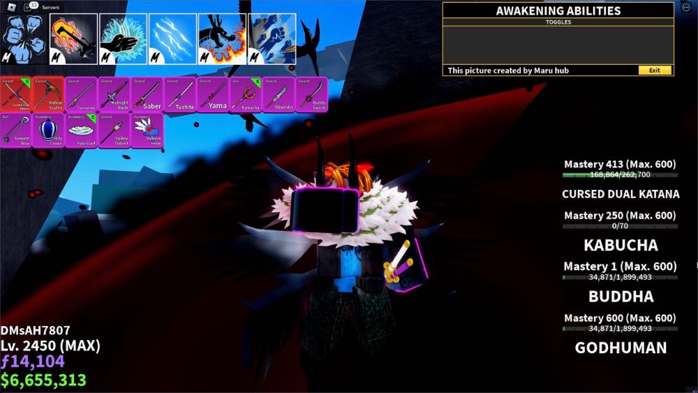 Ghoul V4 tier 10 Blox Fruit Lv:2450Max | Beli:6M F:14K | Cursed Dual ...