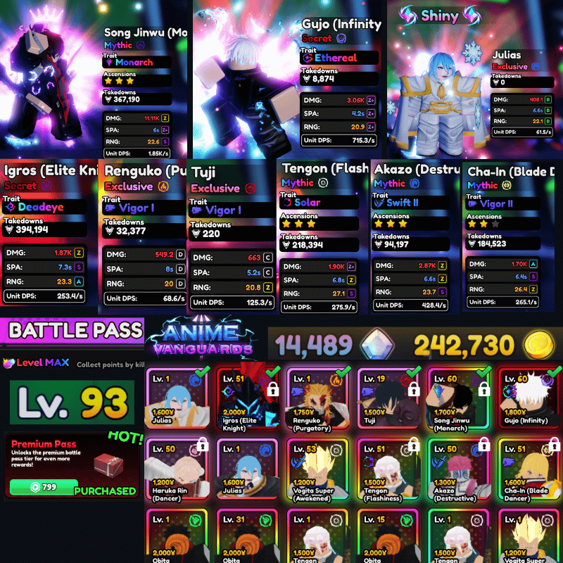 ID785 9 Units Evo: Song Jinwu Monarch,Gujo Secret Ethereal Z+/Z+/Z+ ...