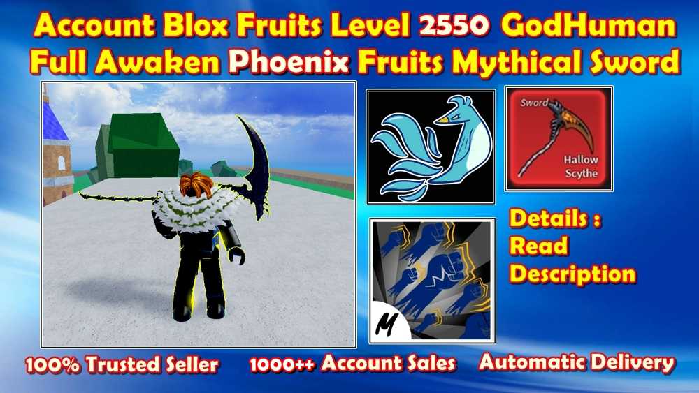 Blox Fruit Level 2550 GodHuman Full Awakened Phoenix Fruits ...