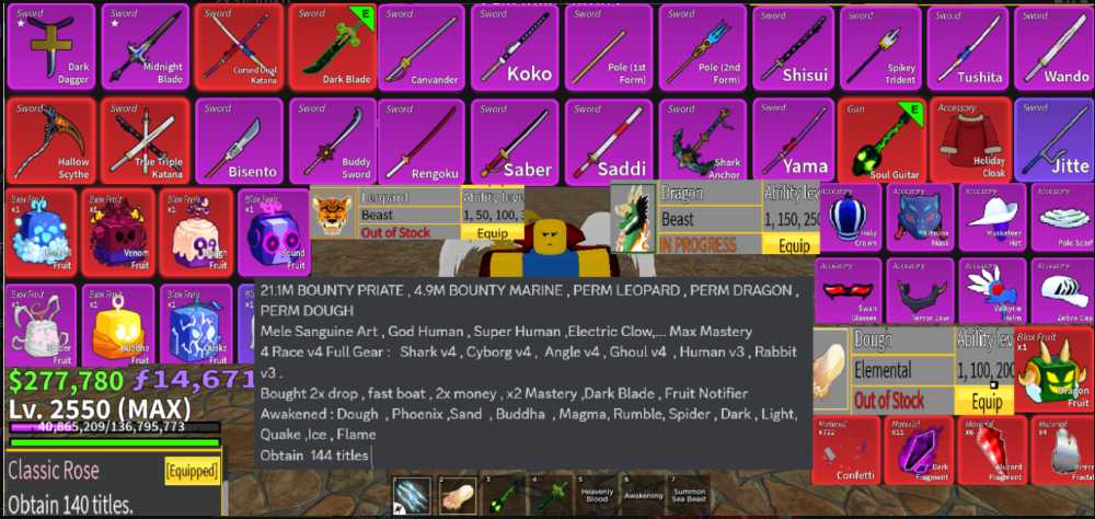 #003 BLOX FRUIT GOAT - HIGH BOUNTY ACCOUNT : 21.1M BOUNTY PRIATE , 4.9M ...