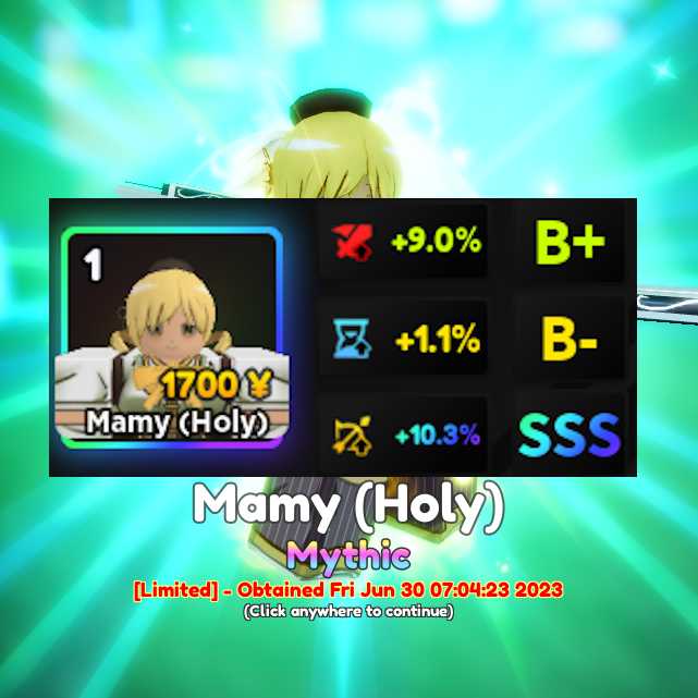 SSS Range - Mamy ( Holy ) Evo - Anime Adventures AA