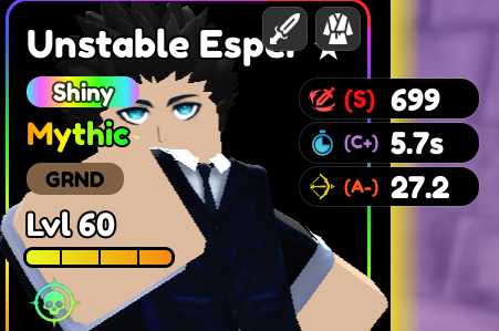 Anime Defenders | Shiny Unstable Esper (Mob Evolved) | Lvl 60 | Stats S ...