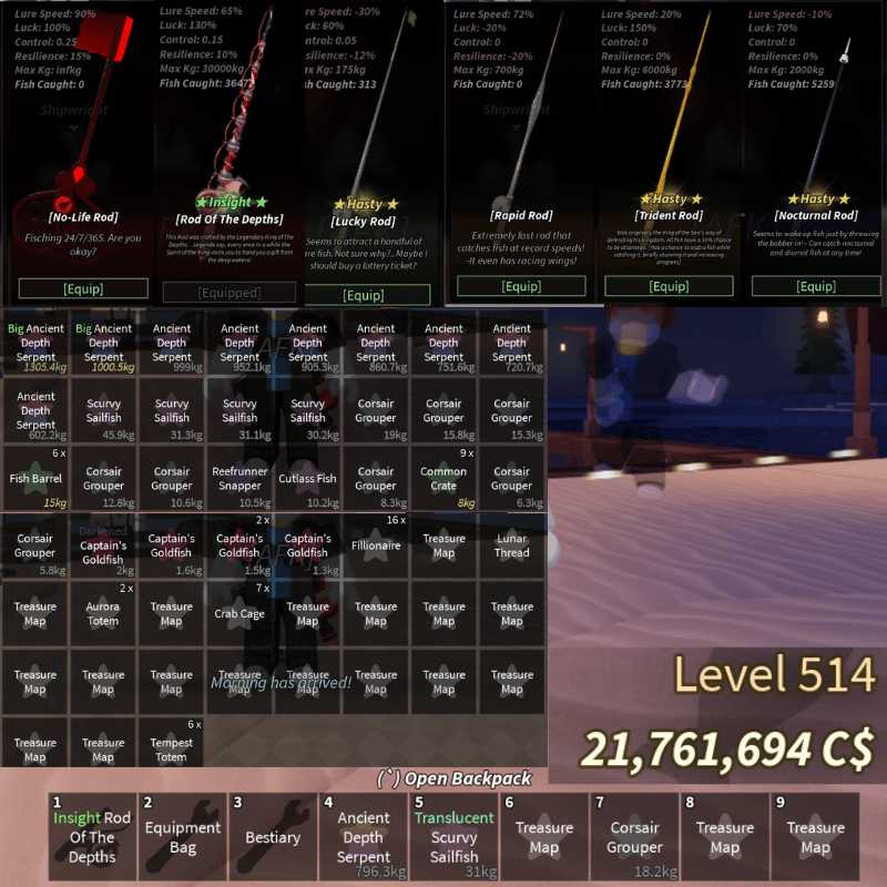 ID62Fisch: Level 514 21M7 C$ - No-Life Rod , Rod of the Depths,Trident ...