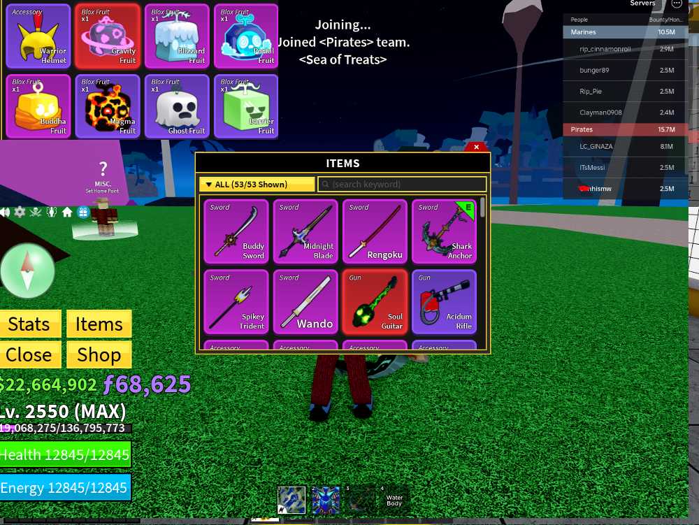 Blox Fruits / Kitsune / V3 Shark / Shark Anchor-SG -GHM / Gravity ...