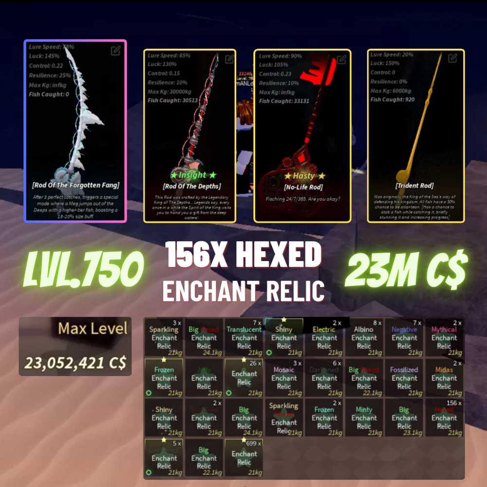 [Fisch] ID59: Level 750 Max 23M C$ - Rod Of The Forgotten Fang, Rod of ...
