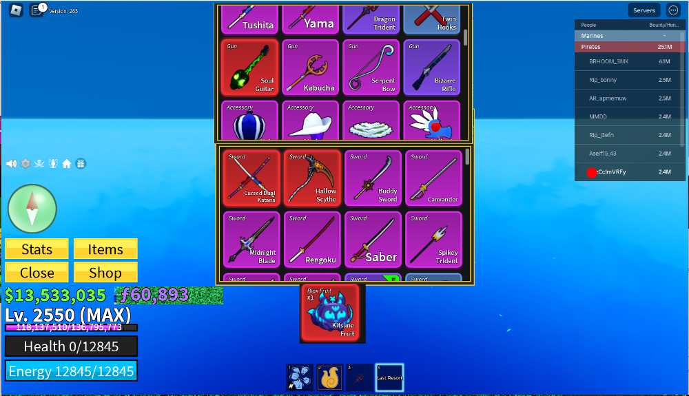 Blox Fruits / Kitsune Inventory / CDK-SG / 13m Beli / 60k Fragments ...